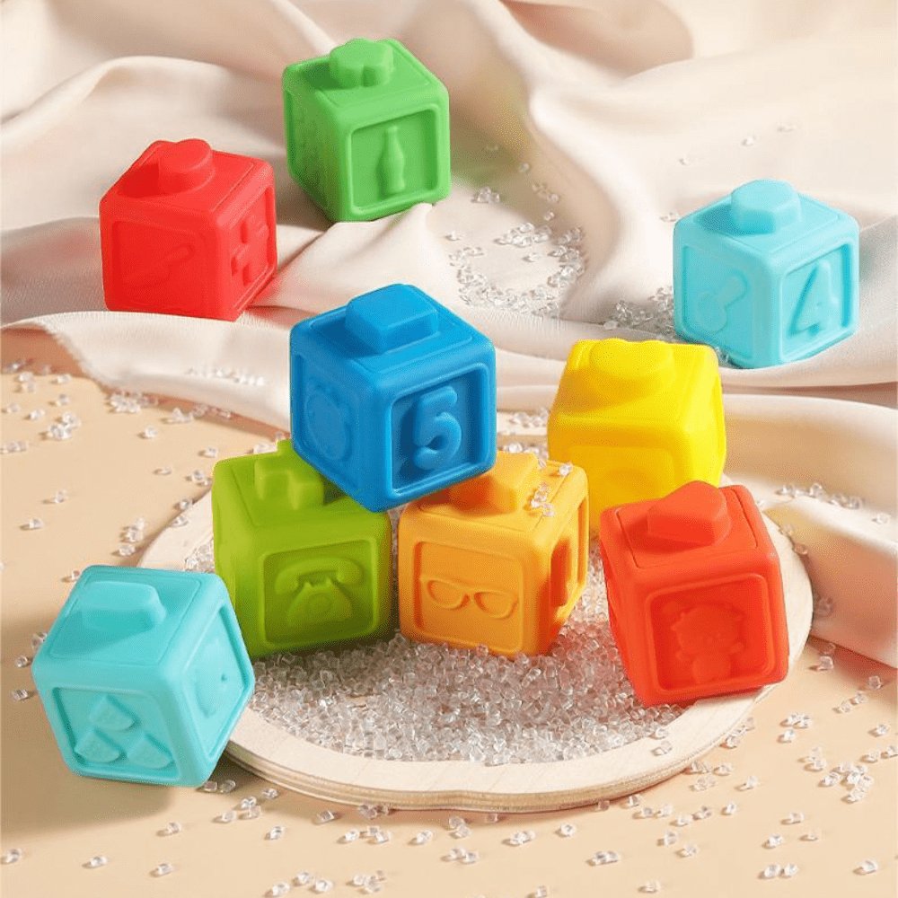 Cubi Impilabili Colorati Silicone 12 Pezzi — FREEKIDS MONTESSORI